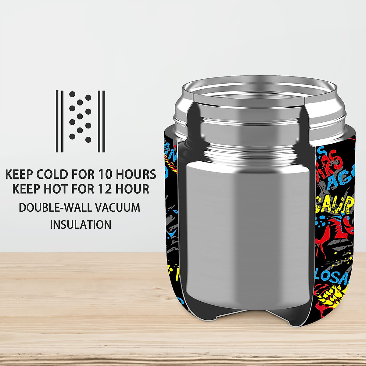 Healthlif 17oz Thermo for Hot Food, Vacuum Soup Thermo Small Kids Hot Food Container with Spoon, Stainless Steel Lunch Box Insulated Food Jar Leak Proof Soup Thermo for Adult Kids（Black）