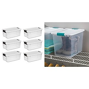 Sterilite 18 Qt and 25 Qt Stackable Storage Bins with Lids (6-Pack)