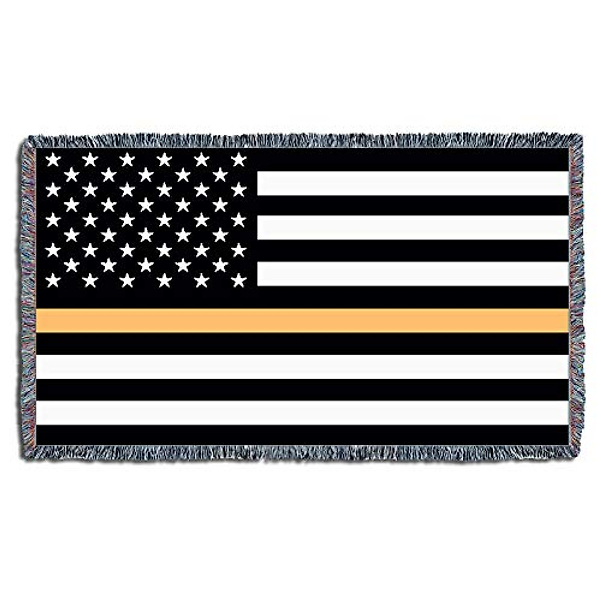 Pure Country Weavers Police Department - Dispatcher - Yellow Thin Line American Flag Blanket - Gift Tapestry Throw for Back of Couch or Sofa - Woven from Cotton - Made in The USA (61x36)