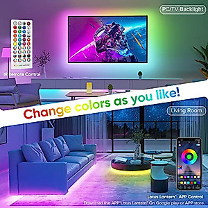 Bonve Pet 32.8ft Led Strip Lights 5050 RGB LED Smart Music Sync Color Changing LED Lights Strips with Remote Led Lights for Bedroom,Home, Room, TV, Christmas Party