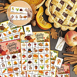 VESPRO 46PCS Thanksgiving Bingo Game Cards for 30 Players Thanksgiving Day Party Games Fall Bingo for Kids Party Classroom Activities