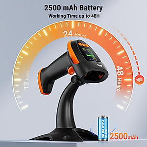 Tera Barcode Scanner Wireless 2D with Stand: Pro Version Digital Setting Screen Keypad Works with Bluetooth 2.4G Wireless USB Wired Extra Fast Scanning Speed Handheld Bar Code Reader HW0009-Z