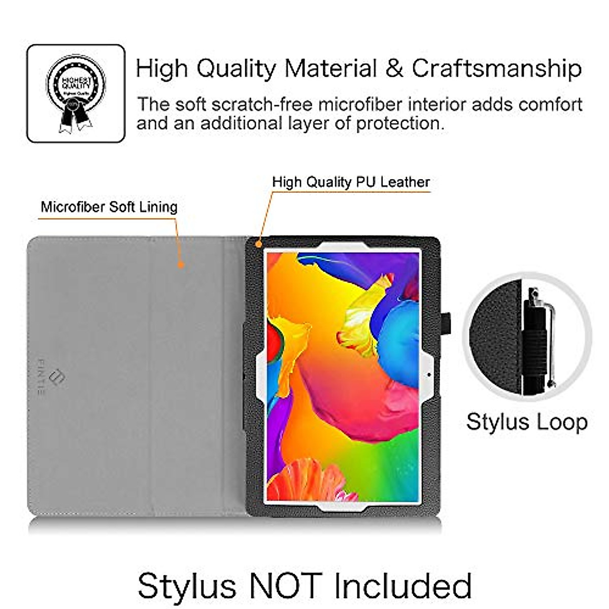 Fintie Case for ZONKO K105 10.1, MEIZE 10, Dragon Touch Notepad K10 / Max10 10.1 Tablet, Premium PU Leather Stand Cover for Lectrus, Victbing, Hoozo, Winsing 10 Android Tablet, Black