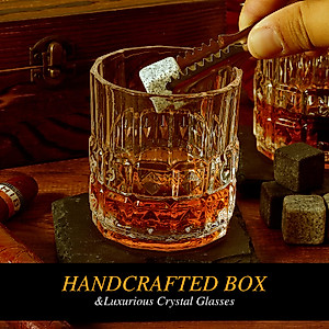Gifts for Men Dad Husband Whiskey Glasses Set Chilling Stones Gifts for Birthday Boyfriend Christmas Fathers Day Festival Anniversary Retirement