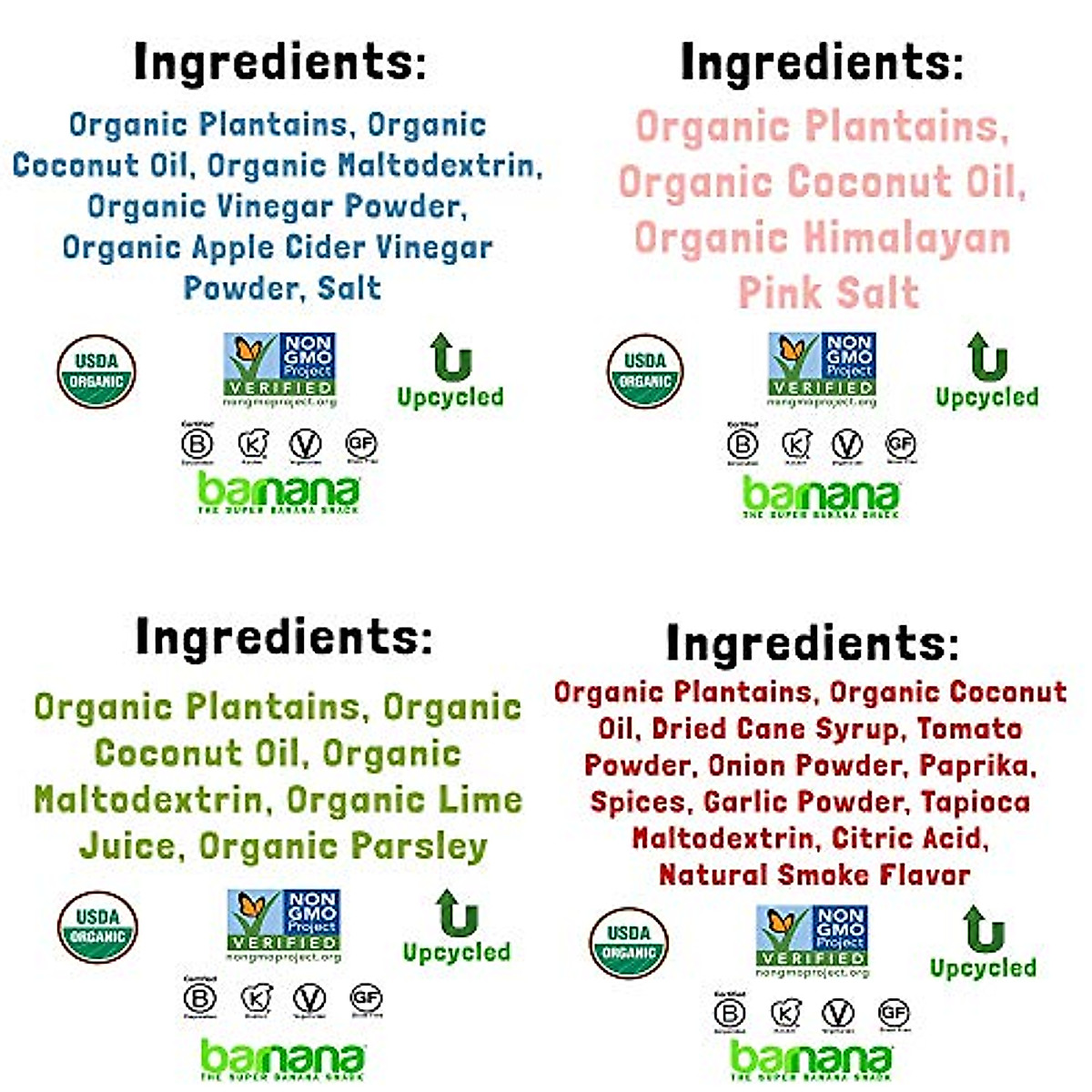 Barnana Organic Plantain Chips - Variety Pack - 5 Ounce, 4 Pack Plantains - Barnana Salty, Crunchy, Thick Sliced Snack - Best Chip For Your Everyday Life - Cooked in Premium Coconut Oil