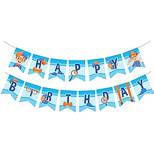 Treasures Gifted Officially Licensed Blippi Birthday Banner - Blippi Happy Birthday Banner - Blippi Birthday Party Supplies - Blippi Party Decorations - Blippi Banner - Blippi Party Supplies