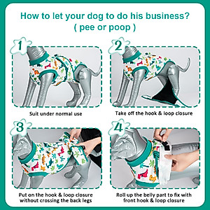 V.PET.B.R Dog Surgery Recovery Suit,Female Male Dog Onesie for Spay Neuter,Substitute E-Collar & Cone,Anti-Licking Breathable Onesie for Small Medium Large Dogs,Dinosaur S