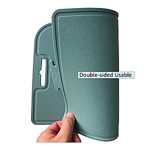 cozymomdeco Korean Made Thick Silicone Double-Sided Usable Cutting Board 14.3" x 9.7" Foldable Design Drip Groove Grip Handle Dishwasher Safe 1PCS (Mint)