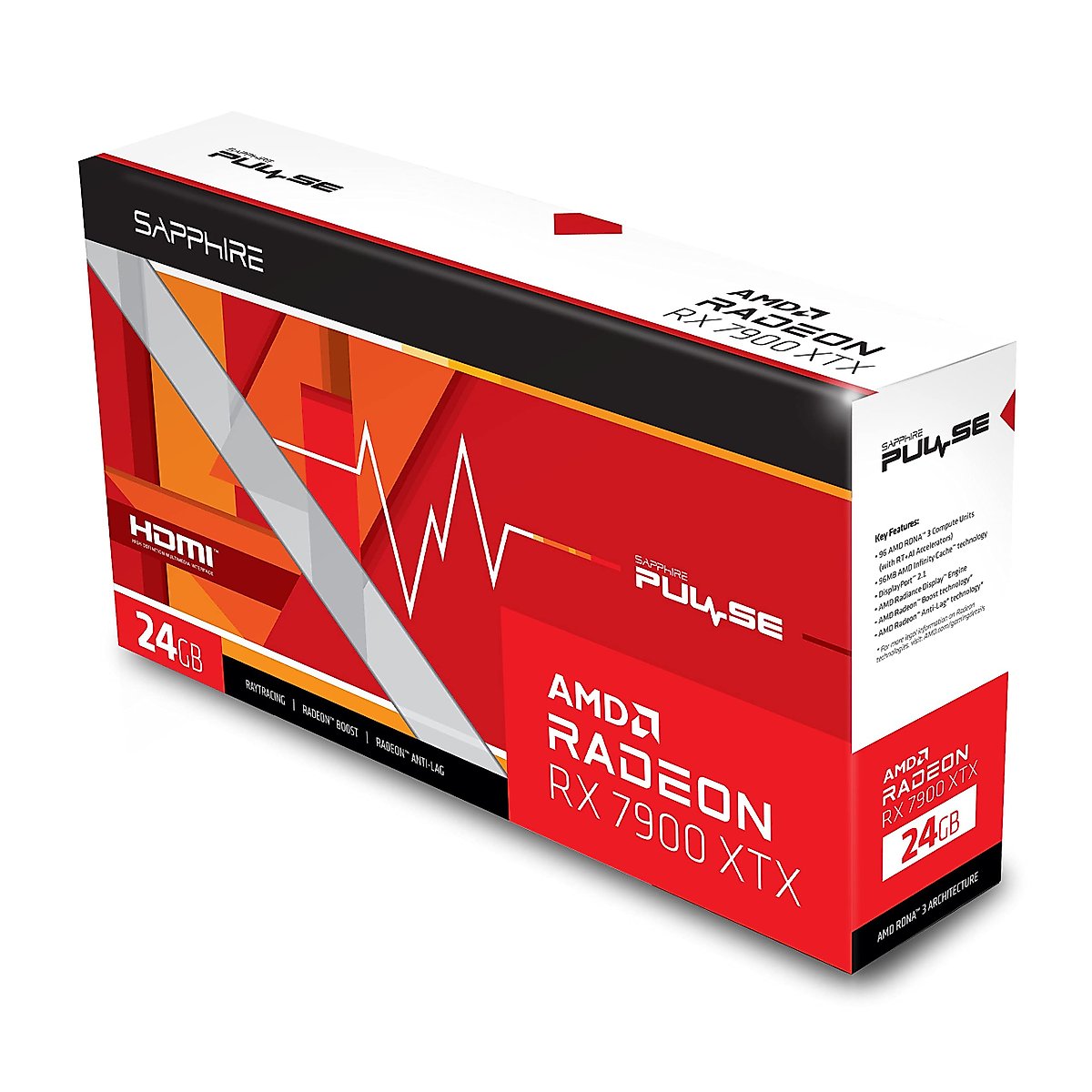 Sapphire 11322-02-20G Pulse AMD Radeon RX 7900 XTX Gaming Graphics Card with 24GB GDDR6, AMD RDNA 3, Output: 2 x HDMI, 2 x DisplayPort