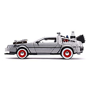 JADA TOYS, Back to The Future Part III: Time Machine with Light-up 1:24 Scale Vehicle, Unisex Adult Silver