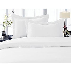 Royal Tradition 100% Cotton Solid White 300 Thread Count King/California King Size 3PC Duvet Cover Set with Button Enclosure