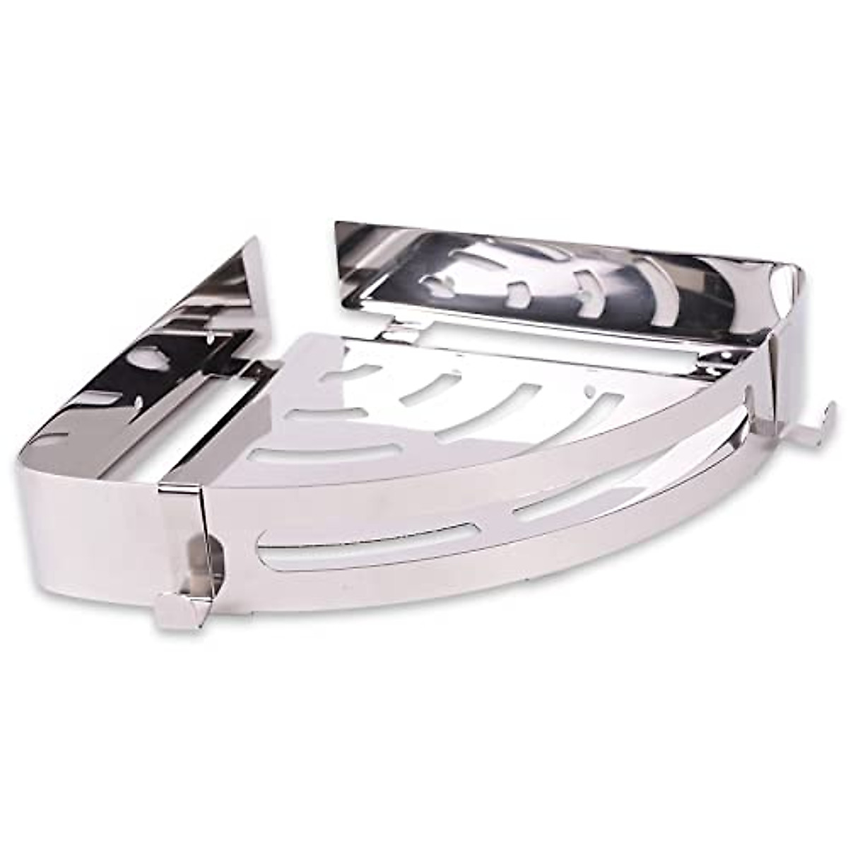 aZugo No-Drilling Wall Mounted Double-layer Corner Kitchen Bathroom Storage Racks Shelving Stainless Steel With 2hooks