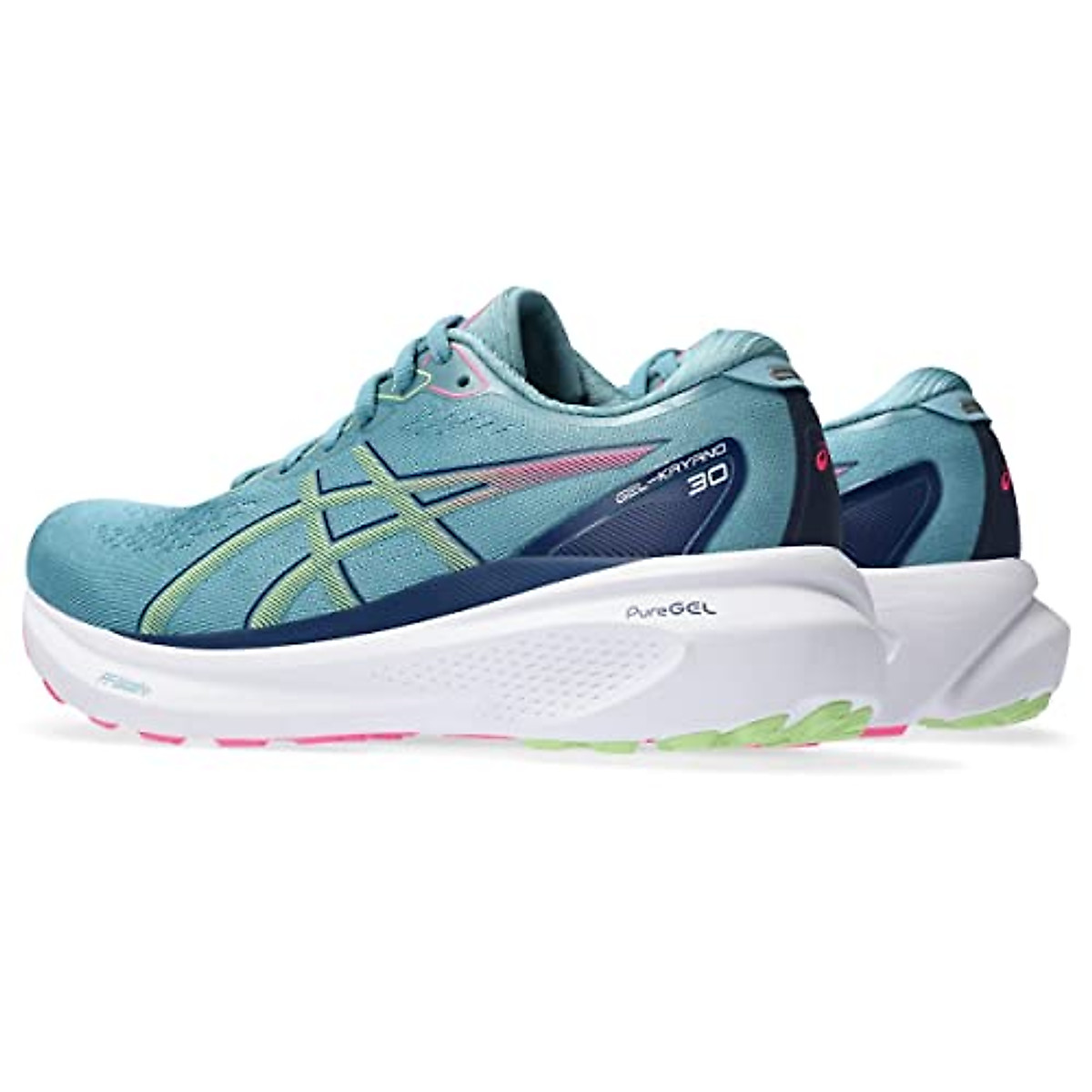 ASICS Women's Gel-Kayano 30 Running Shoes, 9.5, GRIS Blue/Lime Green