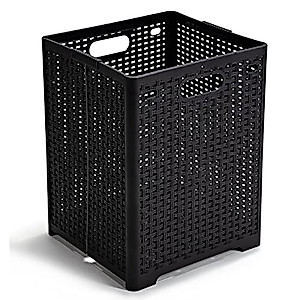Eslite 42L Collapsible Plastic Laundry Baskets,Foldable Laundry Hamper,Pack of 2 (Black)