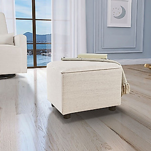 Evolur Holland Upholstered Ottoman in Thunder, Foot Rest Stool for Nursing Moms, Tool-Free Assembly, Made for Every Décor