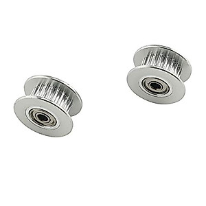 E-outstanding 2pcs 20 Teeth 3mm Bore Idler Timing Pulley with Bearing 2GT Aluminium Alloy H Type GT2 Synchronous Wheel for 6mm Width Belt 3D Printer CNC Mechanical Drive Silver