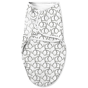 SwaddleMe Luxe Easy Change Swaddle, Ellie Elephant/Triangle Grey, Small/Medium (0-3 Months)