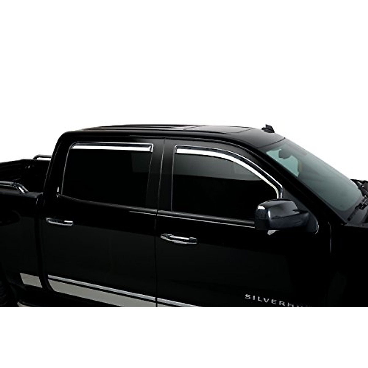 Putco Element Chrome Window Deflectors Fits Chevy Silverado/GMC Sierra 2014-2019 Crew Cab - Set of 4 - in Channel Install