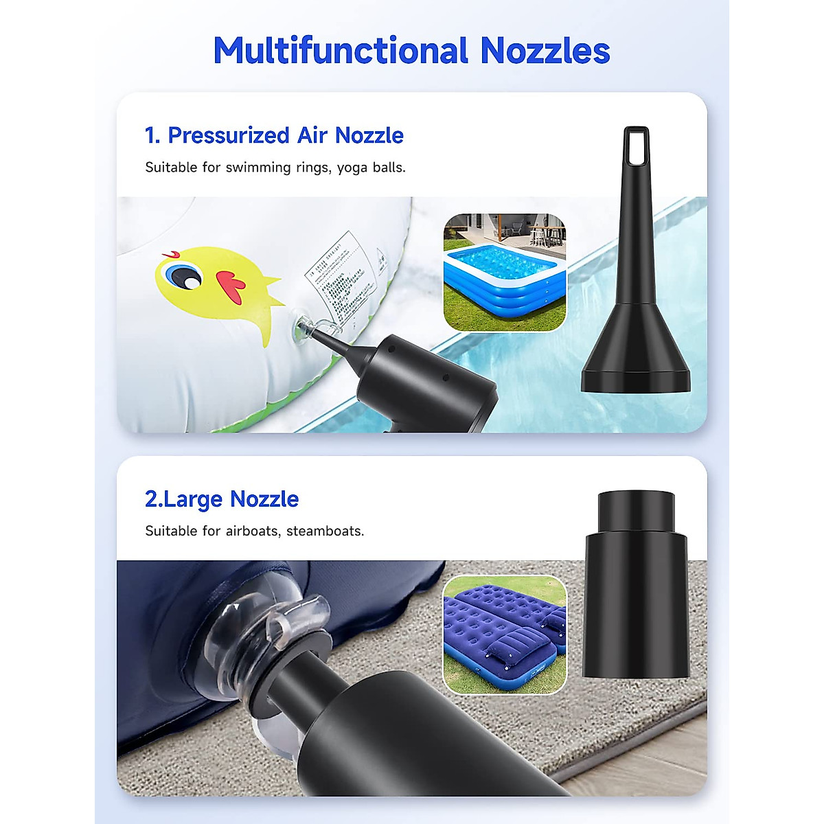 Compressed Air Duster,Fulljion 3-Gear to 51000RPM Electric Air Duster Portable Air Blower with LED Light, 6000mAhRechargeable Cordless Air Duster for Computer Keyboard Fast Charge(Black)