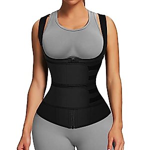 FeelinGirl 9 Steel Boned Waist Cincher Corset Body Training Girdle for Women Black Large