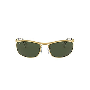 Ray-Ban RB3119 Olympian Rectangular Sunglasses, Gold/G-15 Green, 62 mm
