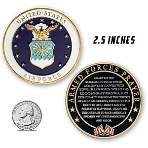 Air Force Armed Forces Prayer Coin - USAF Valor Challenge Coin-Gifts for Air Force-Certified Disabled USMC Vet Owned Business