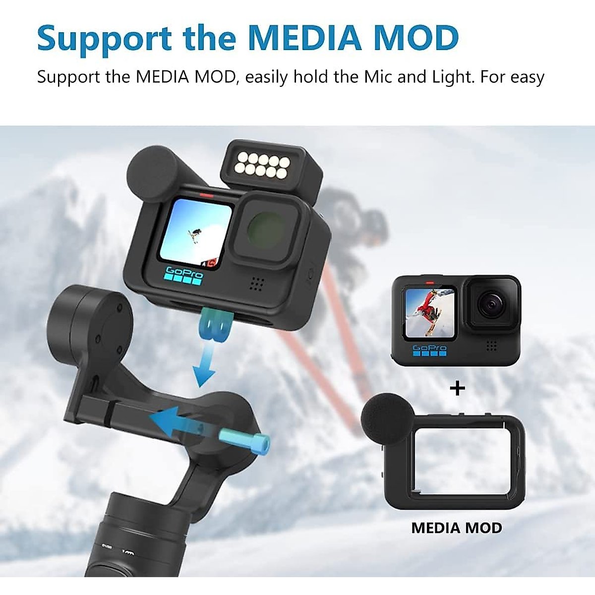 Gimbal Stabilizer,Inkee Falcon Plus Action Camera Gimbal Compatible with GoPro Hero 12/11/10/9/8/7, OSMO Action 3/1,Insta360 ONE R,Support Media Mod, Prvide Extension Rod and Tripod