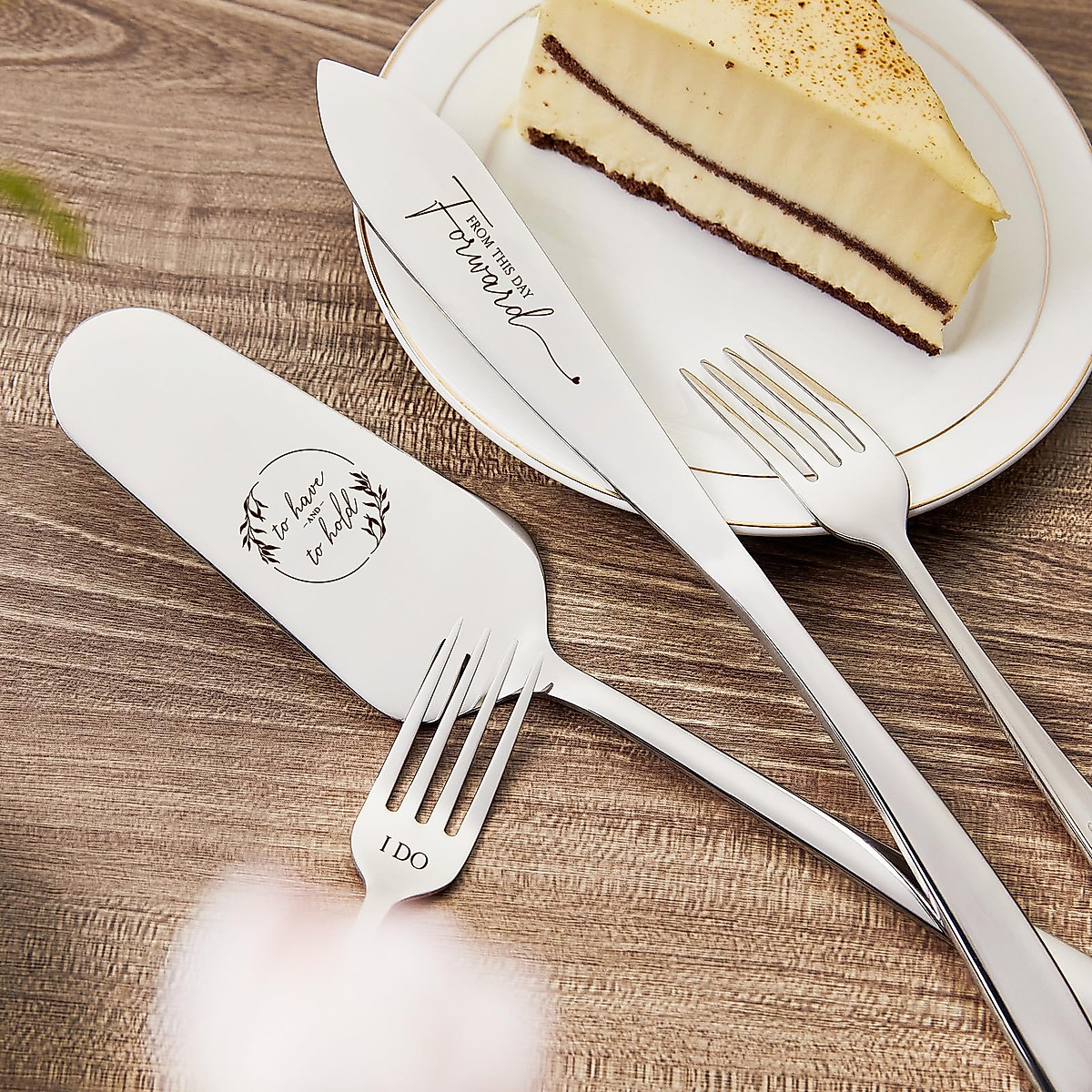 AW BRIDAL ME Too and I Do Wedding Cake Knife and Server Set with Forks, Engraved Cake Cutting Set Pie Dessert Servers Gifts for Wedding Anniversary Bridal Shower Engagement