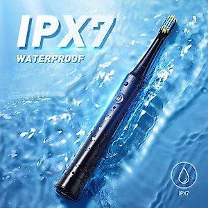 WHITEMPTER Sonic Electric Toothbrush for Adults, Rechargeable Sonic Toothbrush with 10 Brush Heads, Fast 2 Hr Charge Last 35 Days,Rechargeable Sonic Toothbrush with 40000VPM and 3 Modes (Black)