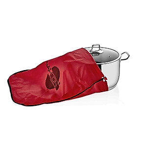 Saflon Stainless Steel Tri-Ply Capsulated Bottom 6 Quart Stock Pot with Glass Lid, Induction Ready, Oven and Dishwasher Safe