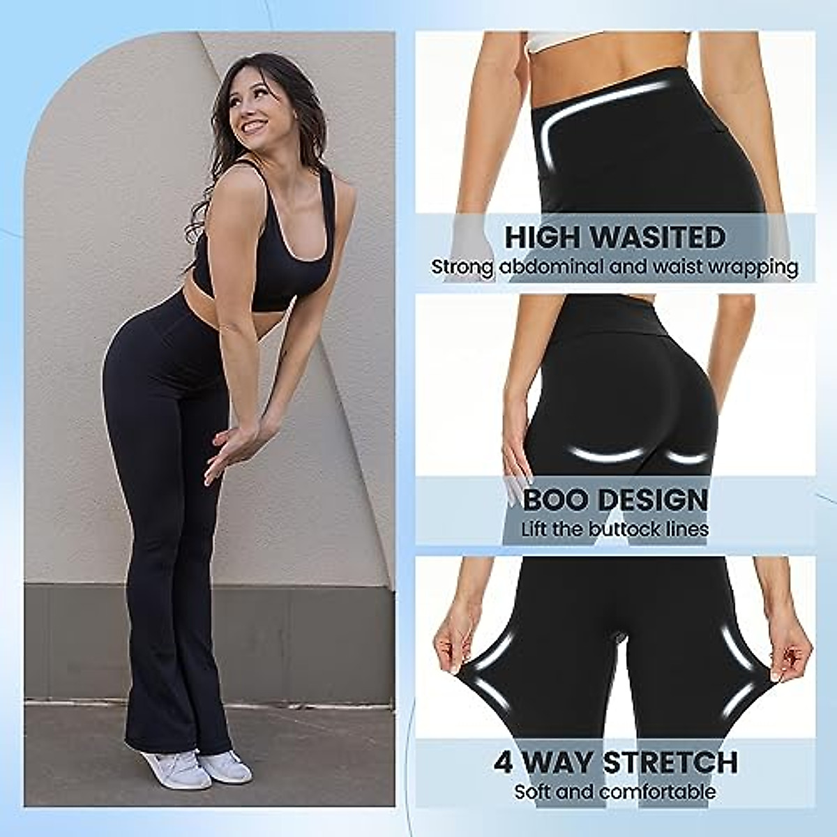 Syrinx Flare Leggings for Women -Buttery Soft High Waisted Bootcut Yoga Pants with Tummy Control and Wide Leg for Workout