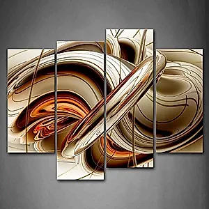 First Wall Art - Abstract Orange Brown White Lines Wall Art Painting The Picture Print On Canvas Abstract Pictures for Home Decor Decoration Gift