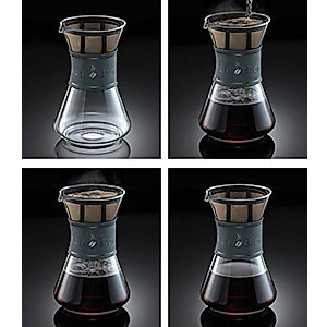 CAFE BREW COLLECTION Pour Over Coffee Maker with Permanent Filter, 1.2 Liter, 40 Ounce, Black Band