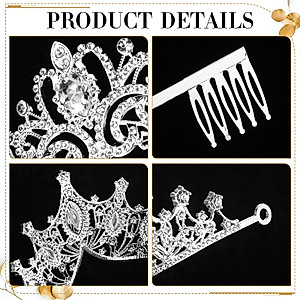 Landical 15 Pcs Silver Tiara and Crowns for Women Crystal Tiara Crown Headband with Comb Rhinestone Queen Princess Crown Hair Accessories for Christmas Bridal Party Prom Costume Cosplay Gifts