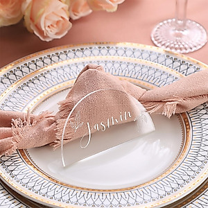UNIQOOO 20 Pcs Clear Semicircle Acrylic Place Cards, 3.5x2 inches DIY Blank Half Circle Acrylic Sign, 1/8 inch Thick Perfect for Wedding Table Decor, Birthday, Centerpiece, Decoration, Party, Event