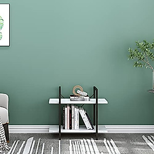 IOTXY 2-Tier Open Shelf Bookcase - Modern Freestanding Wooden Display Stand Unit with Metal Frame for Home and Office, Bookshelf, Black White