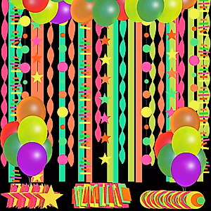 60Pcs Neon Balloons Glow in the Dark Balloons Neon Fluorescent Balloons for Blacklight Party Birthday Wedding Supplies