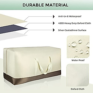 2 Pack Patio Cushion Storage Bags 420D Waterproof Outdoor Protective Zippered Furniture Cushion Cover Bag 60"L x 20"W x 28"H Beige
