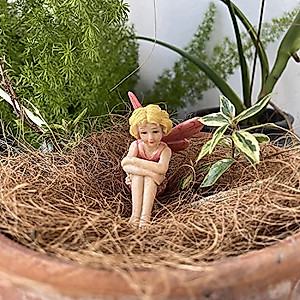 JIUMO Miniature Garden Fairies for Fairy Garden Fairy Figurines Accessories Outdoor Little Garden Fairies Mini Fairies Set for Kids Garden Miniature Boy Fairies Sitting Fairies