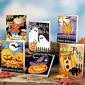 Current Happy Haunting Halloween Greeting Cards Set - Themed Holiday Card Variety Value Pack, Set of 12 Large 5 x 7-Inch Cards, Assortment of 6 Unique Designs, Envelopes Included