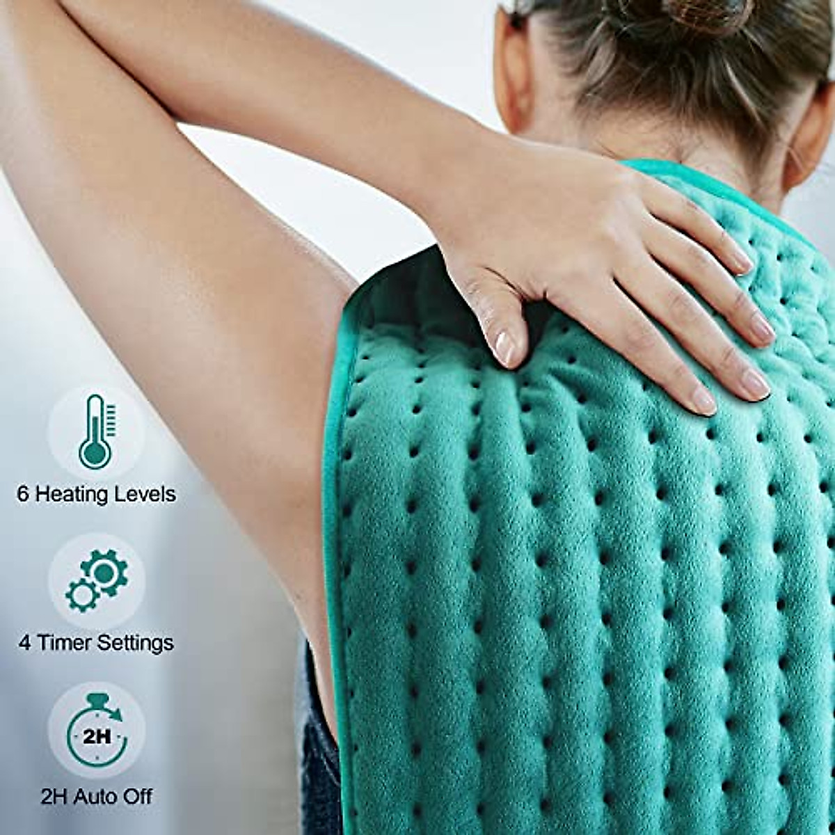 Heating Pad for Back Neck Shoulder Pain Relief, Gifts for Women, Men, Mom, Dad, Christmas, Mothers Day, Fathers Day, Electric Heating Pads with Auto Shut Off & 6 Heat Settings, Moist Dry Heat Options