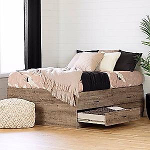 South Shore Step One Captain Bed with 4 Drawers-Full-Weathered Oak