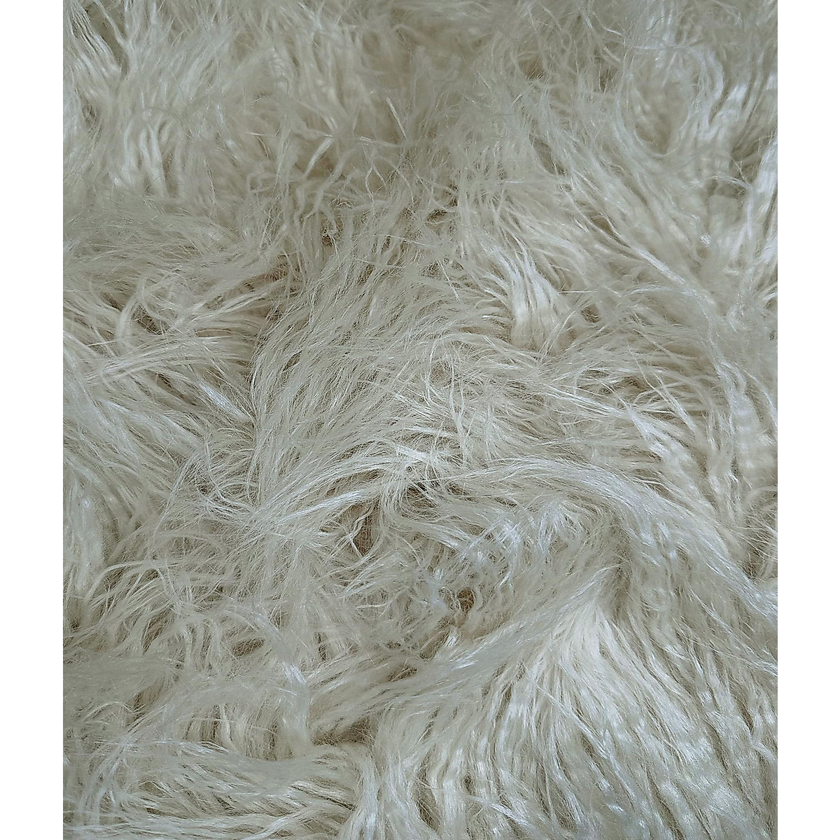 Fabric Empire 2.3oz Faux Curly Yak Fur Fabric 3.5" Long Pile Japanese Yarn / 58" Wide/Sold by The Continuous Yard (Latte Cream)