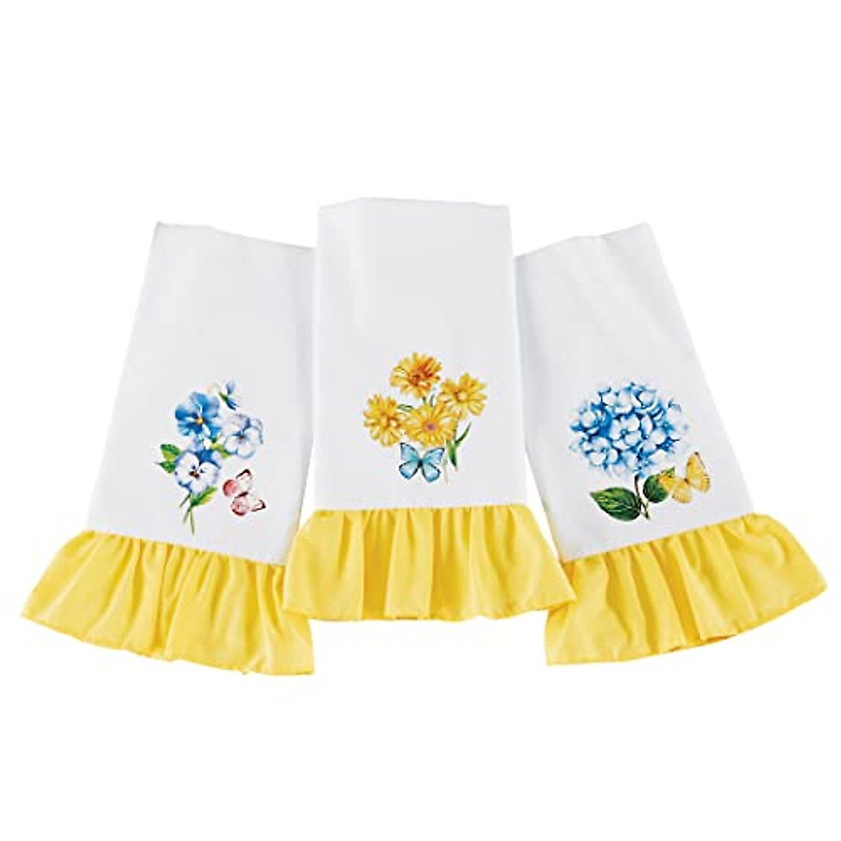 Collections Etc Floral and Butterflies Hand Towels - Set of 3