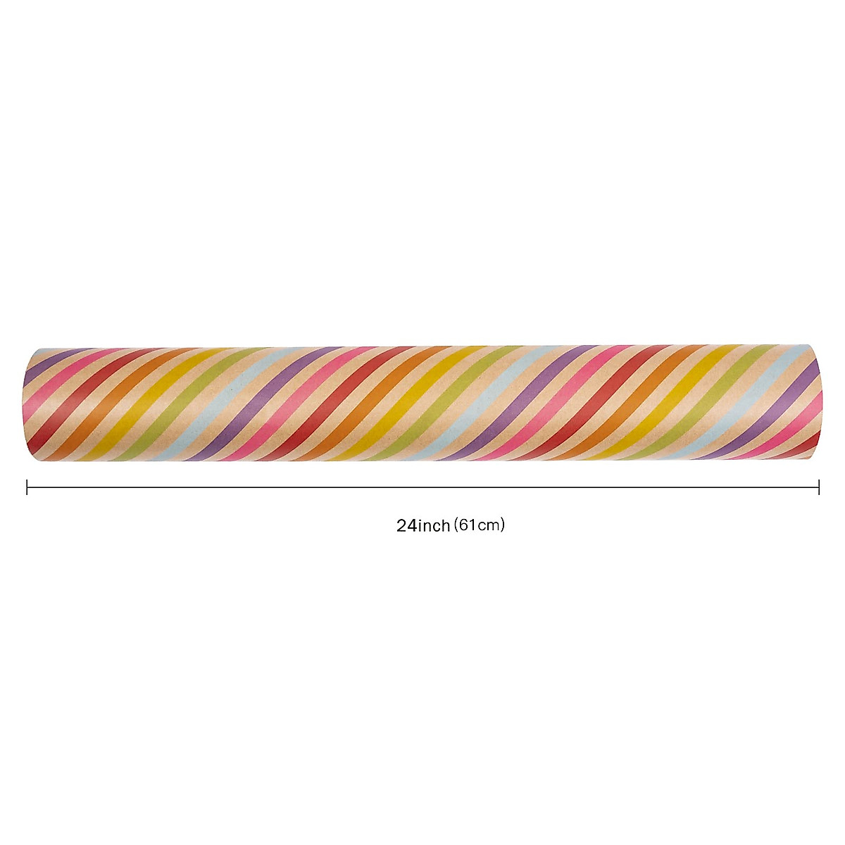 RUSPEPA Kraft Wrapping Paper Roll - Rainbow Stripe Pattern - 24 Inches x 100 Feet