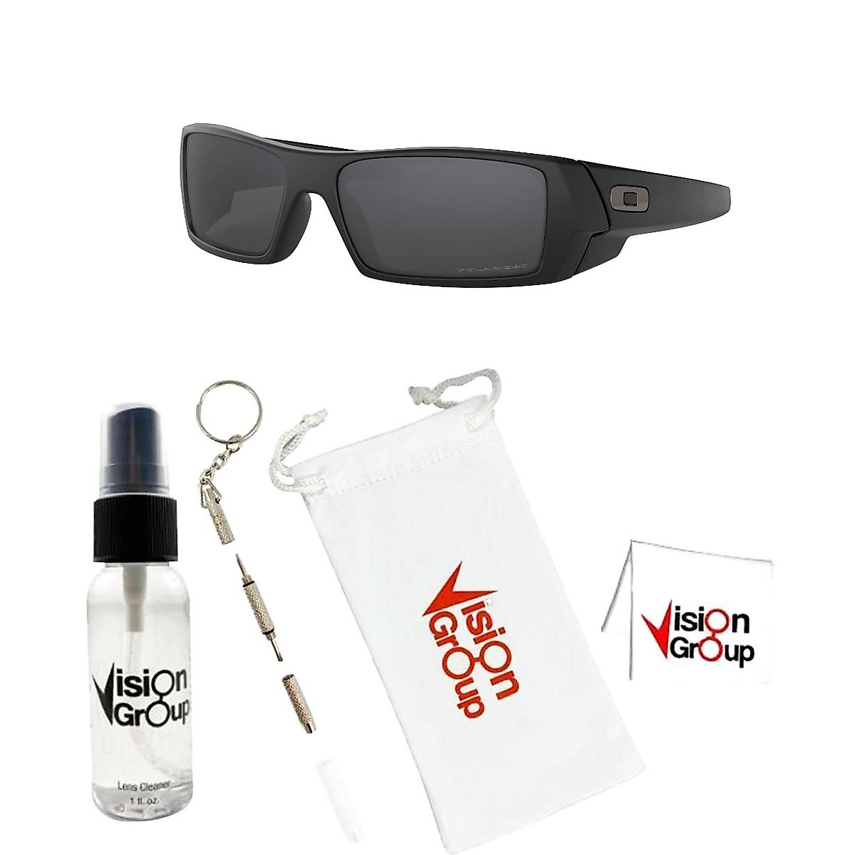 Oakley GASCAN OO9014 Sunglasses For Men + Vision Group Accessories Bundle(Matte Black/Grey Polarized (11-122),61 Wayfarers