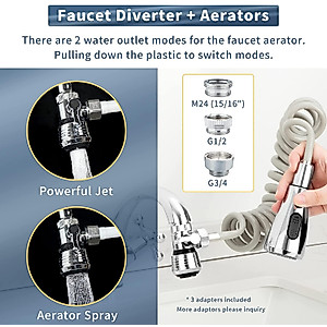 CECEFIN Kitchen Sink Sprayer, Faucet Spray Head Replacement with 79” Recoil Hose and Holder, Pressurized Water Saving Faucet Aerator & Diverter Valve, Faucet Sprayer Attachment Set