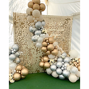Sand White Balloon Garland Arch Kit,158PCS Blush White Nude Balloons Metallic Chrome Gold Silver Balloons for Boho Wedding Bridal Baby Shower Engagement Anniversary Birthday Party Decorations