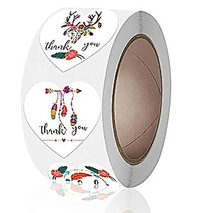 Love Heart-Shaped Thank You Sticker roll, Business Sticker, 500 Labels, Each 1.5 inches in Diameter,