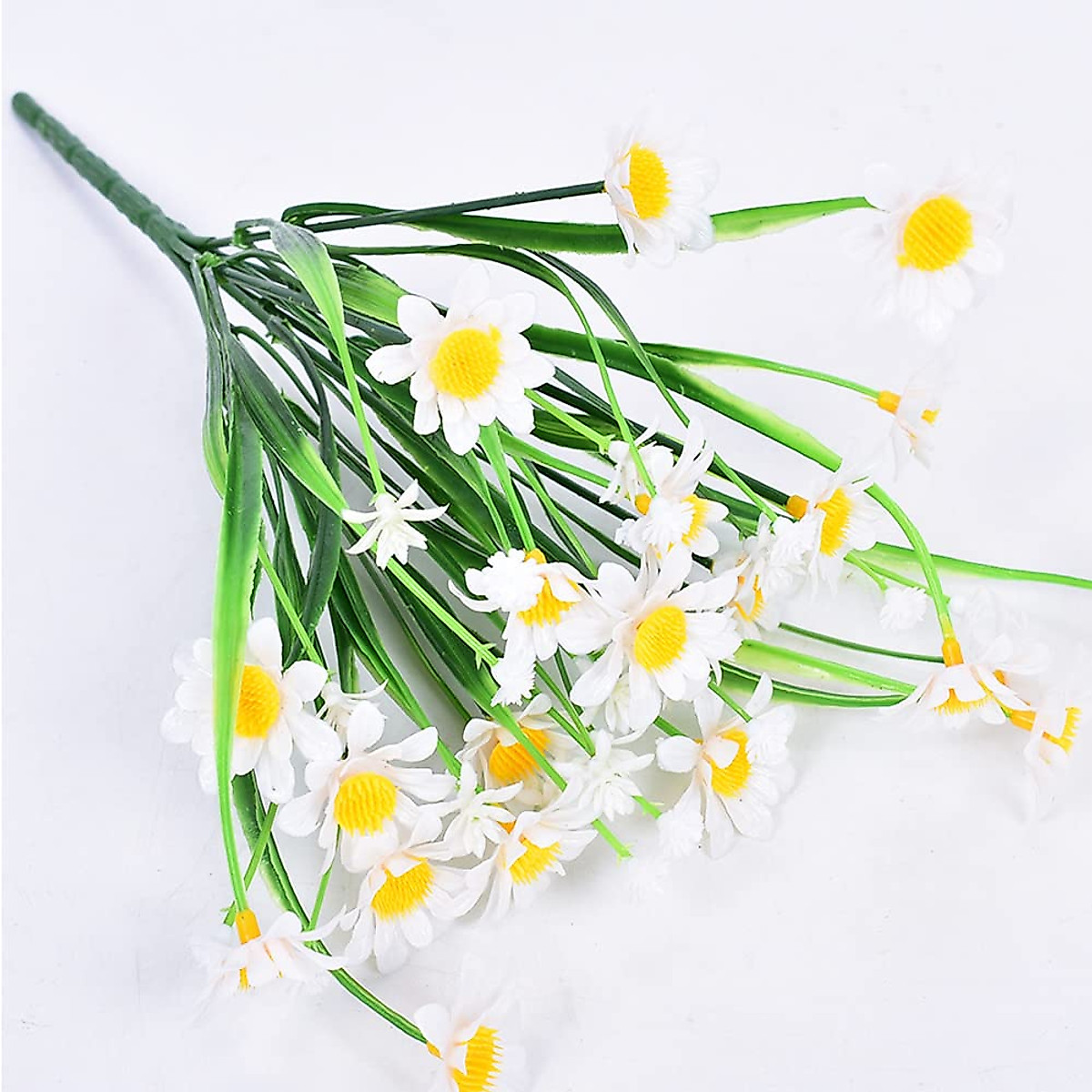 Artificial Flowers 6 Pack White Daisy Fake Flowers UV Resistant Greenery Shrubs Plants Indoor Outside Hanging Planter Home Office Garden Yard Window Box Wedding Decor